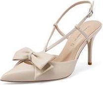 Queen Helena Slingback avec talon haut d&eacute;collet&eacute; avec noeud femme K4524, beige, 35 EU