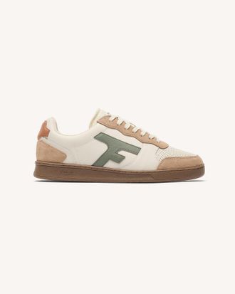 Faguo Baskets &eacute;cru et kaki cuir