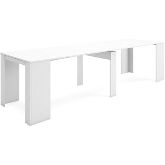 Skraut Home Table console extensible, Console meuble, 300, Pour 14 personnes, Table &agrave; Manger, Style moderne, Blanc - Skraut Home