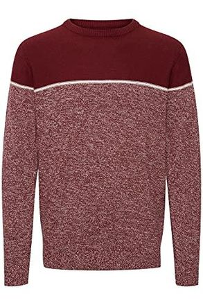Indicode Lynn Pull en tricot fin pour homme avec col rond, Bordeaux (201), XL