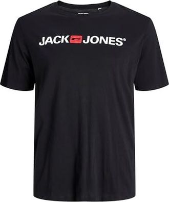 Jack & Jones Pack 2 T-Shirts Grande Taille Col Rond Imprimer Design Logo Surdimensionné, Noir (Black), XXXXXXXXL
