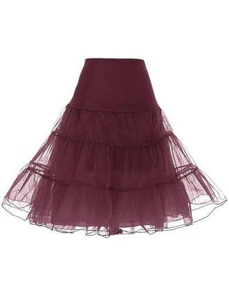 Dresstells Jupon ann&eacute;es 50 Vintage en Tulle Rockabilly Petticoat Longueur 66cm/26,Burgundy S