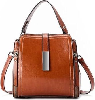 Generic Sac &agrave; bandouli&egrave;re en cuir v&eacute;ritable pour femme - Style vintage - Luxe - Pour femme, marron, Taille unique