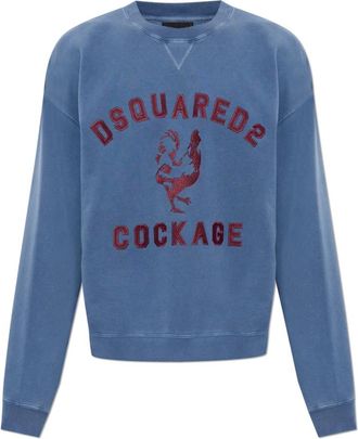 Dsquared2 Homme, Sweatshirts et sweats &agrave; capuche, Bleu, Taille: M Logo SweaT-shirt