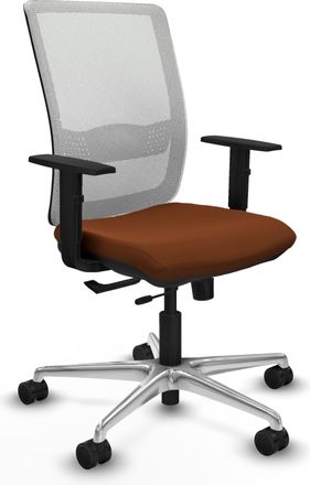 Piqueras y Crespo Haches Lendenwirbelsessel mit 1D-Armlehnen, ausgestattet mit Syncro/Traslack und eingespritztem Schaum, mit Rollen von 65 mm, Nylon, Wei&szlig;/Braun