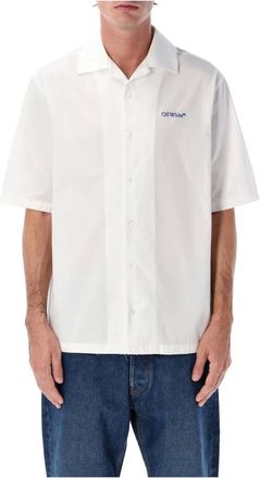 Off-white Homme, Chemises, Blanc, Taille: XL Chemise de Bowling Blanche Brush Arrow