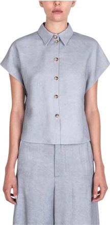 Alysi Femme, Blouses et Chemises, Bleu, Taille: 38 FR Chemise Courte