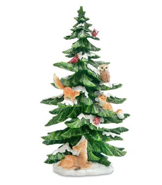 Casa Nova Deko-Tannenbaum - H 41 cm - Grün - Braun - Polyresin - Tannenbaum mit Tieren