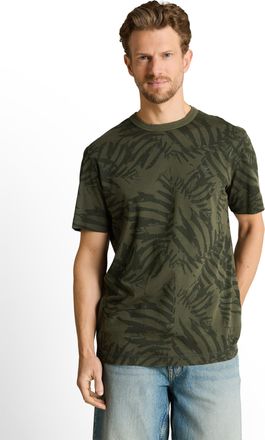 Tom Tailor Kurzarmshirt TOM TAILOR, Herren, Gr. XL, gr&uuml;n (gr&uuml;n tonal leaf design), Single Jersey, Obermaterial: 100% Baumwolle, gebl&uuml;mt, regular fit h&uuml;ftbedecken