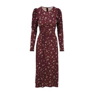 Mar De Margaritas Robe mi-longue avec fronces lat&eacute;rales et petits boutons - Femme - Robes - Rouge - Taille: 40 FR
