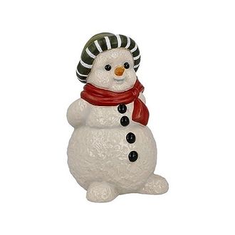 GOEBEL Schneemann Figur Meine Lieblingsmütze aus Steingut, 66-704-17-1, Weiß