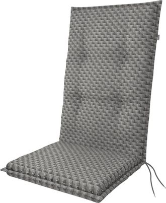 Doppler Auflage Hochlehner Living Grau Rattan I Gartenstuhl-Polster 119x48x6cm aus Baumwolle & Polyester I Sitzauflage weich & bequem I Sitzkissen zum Festbin