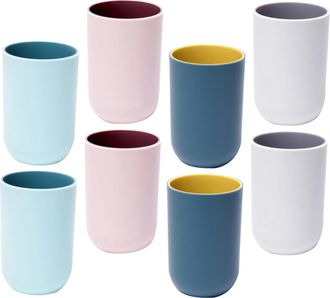 Amosfun 8 St&uuml;ck Teiliges PP Zahnb&uuml;rstenbecher mit Mattem Finish rutschfeste Wiederverwendbare Mundsp&uuml;lbecher in Farben Multifunktionale Toilettentassen f&uuml;r Ba