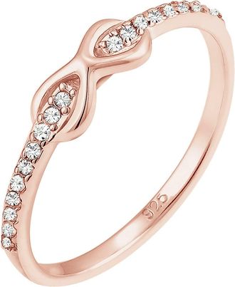 Elli Ring Damen Infinity mit Kristalle in 925 Sterling Silber Rosé vergoldet