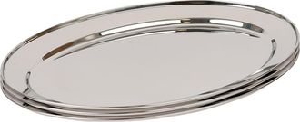 Argon Tableware 3X 40cm x 27cm Oval Servierplatten aus Edelstahl - Mittel Party Abendessen Snack Büfett Essen Sandwich Anzeige Tablett Platten Gerichte