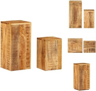 vidaXL Pflanzenst&auml;nder 2 Stk. Massivholz Mango - Holzpflanze - Holzk&uuml;bel - Wohnzimmerdeko - Mangoholz - Blumentopfhalter