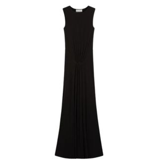Sportmax Schwarzes &auml;rmelloses Jerseykleid mit gerafftem Rock - - Dresses - Damen - Schwarzk - S