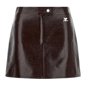 Courr&egrave;ges Femme, Jupes, Brun, Taille: 38 FR Reedition Jupe Vinyle