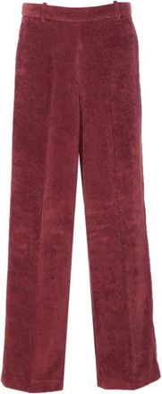 Circolo 1901 Femme, Pantalons, Rouge, Taille: 34 FR Pantalon Large en Velours C&ocirc;tel&eacute;