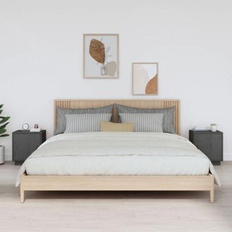 vidaXL Nachttische 2 Stk. Grau 40x34x45 cm Massivholz Kiefer - Vidaxl