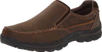 Skechers USA Mens Braver Rayland Slip-On Loafer, Dark Brown Leather, 11 2E US