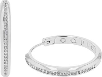 Joop Creolen 925 Sterling Silber Damen Ohrschmuck, mit Zirkonia synth., 2,8 cm, Wei&szlig;, Kommt in Schmuck Geschenk Box, 2039694