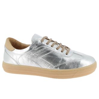 Andrea Conti Damen Low Top Freya Sneaker, Silber/Camel, 37 EU