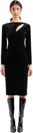 A|X Armani Exchange Robe Midi noire pour femme en velours L, Noir, L