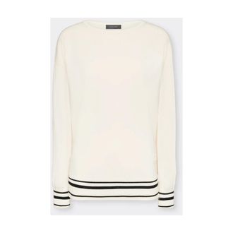 Elena Miro Kompaktes Viskosestrickoberteil mit Bootsausschnitt - - Knitwear - Damen - Beige - M