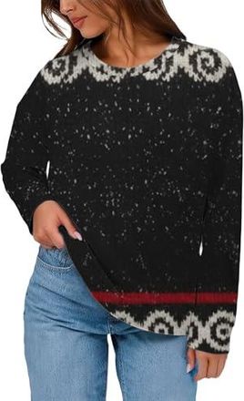 Generic Sweat-shirt &agrave; col rond pour femme - Haut d&eacute;contract&eacute; &agrave; manches longues - Pull d&eacute;contract&eacute; &agrave; col rond - Tunique &agrave; manches longues, Noir, 3XL