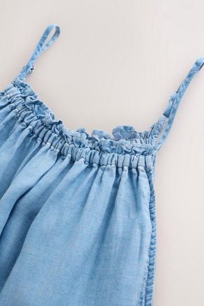 Next Jeanskleid Gestuftes Denim-Tr&auml;gerkleid in Minil&auml;nge (1-tlg)