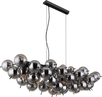 Globo Lighting Hängelampe Pendelleuchte Esszimmerleuchte 6-Flammig rauch Glaskugeln E14 schwarz