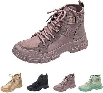 Generic Bottines &agrave; lacets pour femme - Talon &eacute;pais - Antid&eacute;rapantes - Bout rond - Chaussures de randonn&eacute;e - L&eacute;g&egrave;res - Respirantes - D&eacute;contract&eacute;es - Pour lext&eacute;