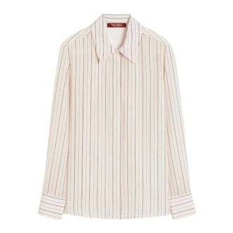 Max Mara Gestreiftes Seidenhemd - - Blouses & Shirts - Damen - Wei&szlig; - M