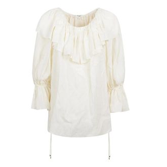 Chlo&eacute; Femme, Blouses et Chemises, Blanc, Taille: 38 FR Haut Fluide &agrave; Volants
