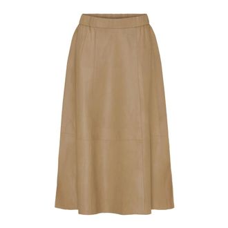BTF-CPH Langer A-Linien-Lederrock Latte - - Skirts - Damen - Beige - L