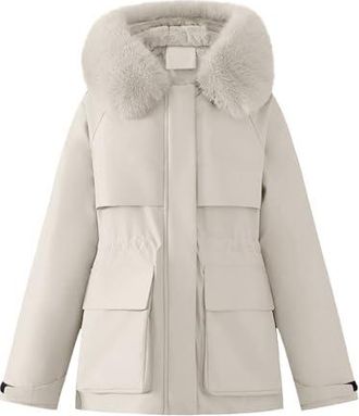 Generic Veste dhiver en polaire pour femme avec capuche - Parka épaisse et isolante - Manteau ample hydrofuge avec fermeture éclair - Doublure en polaire - Ve