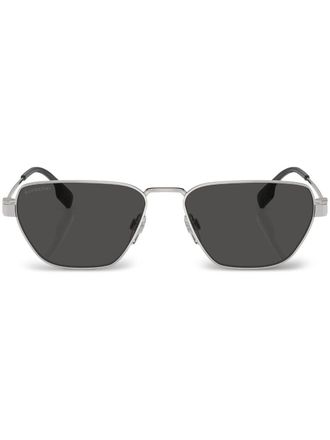 Burberry Sunglasses lunettes de soleil g&eacute;om&eacute;triques &agrave; motif Vintage Check - Argent