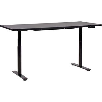 Beliani Beliani - Schreibtisch Schwarz Melamin 180x80cm Elektrisch H&ouml;henverstellbar Rechteckig mit usb Rundes Metallgestell Modern B&uuml;ro Steh-Sitz-Tisch