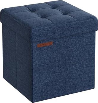 Songmics 38 cm Sitzbank mit Stauraum, klappbare Sitztruhe, Aufbewahrungsbox, Fu&szlig;bank, mitternachtsblau LSF027Q02