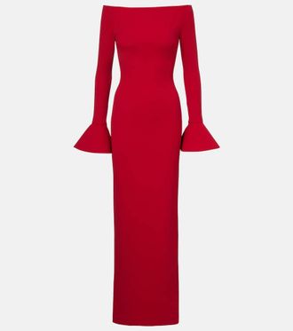 Solace London Robe longue Anica à encolure bardot