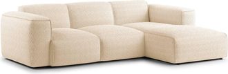 Studio Copenhagen home24 Ecksofa 3-Sitzer mit Longchair Beige Teddy-Boucl&eacute; Stoff Bony 251cm Longchair davorstehend rechts Modern