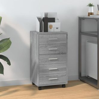 vidaXL Vidaxl - Armoire &agrave; tiroirs avec roulettes - Bois ding&eacute;nierie sonoma gris - 4 tiroirs - Dimensions 33x38x63 cm - Capacit&eacute; 40 kg