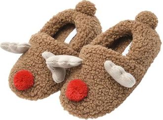 Valiclud Pantoufles Intérieur Pour Femmes Chaudes Et Antidérapantes Modèle Noël à Motif Élan Semelle Souple Et Confortable Maintien Chaleur