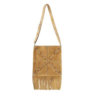 Valentino Garavani Femme, Sacs, Beige, Taille: ONE Size Sac bandouli&egrave;re &agrave; franges Nellc&ocirc;te