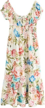 Next Midikleid Midikleid mit Puffärmeln und eckigem Ausschnitt (1-tlg)