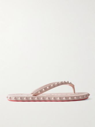 Christian Louboutin Super Loubi Studded Rubber Flip Flops - Neutrals