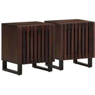 vidaXL Tables de chevet 2 pcs 40x34x46 cm bois de manguier massif Vidaxl