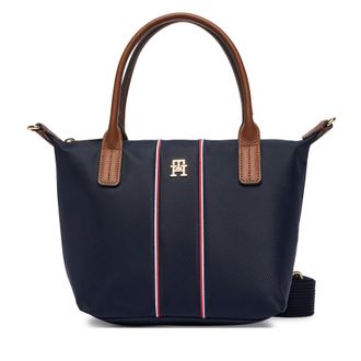 Tommy Hilfiger Handtasche Tommy Hilfiger Popette Mini Tote Corp AW0AW17707 Dunkelblau
