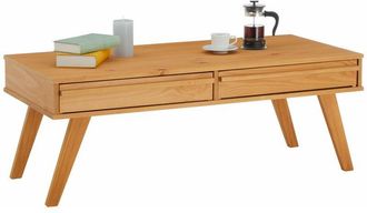 IDIMEX Table basse JONA avec 2 tiroirs, en pin massif lasuré brun